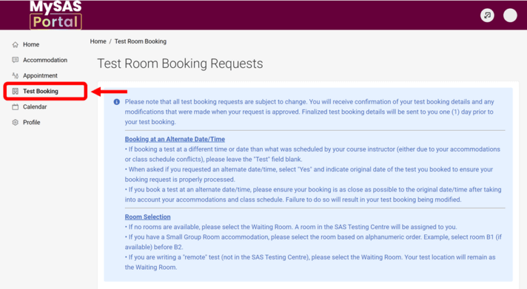 Booking Tests and Midterms (Undergraduate Students Only) | Student ...