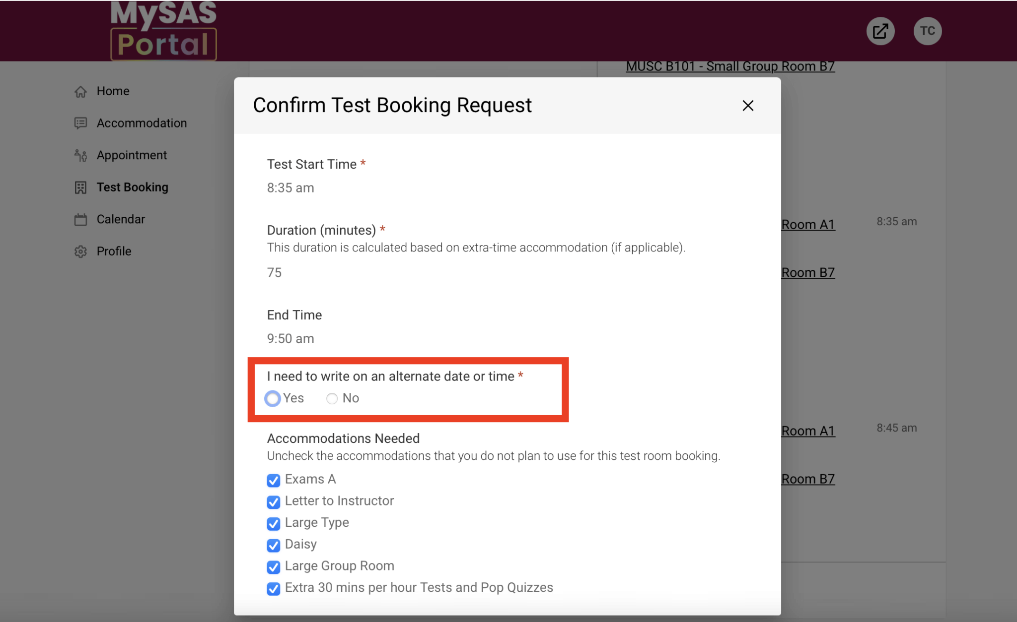 Booking Tests and Midterms (Undergraduate Students Only) | Student ...